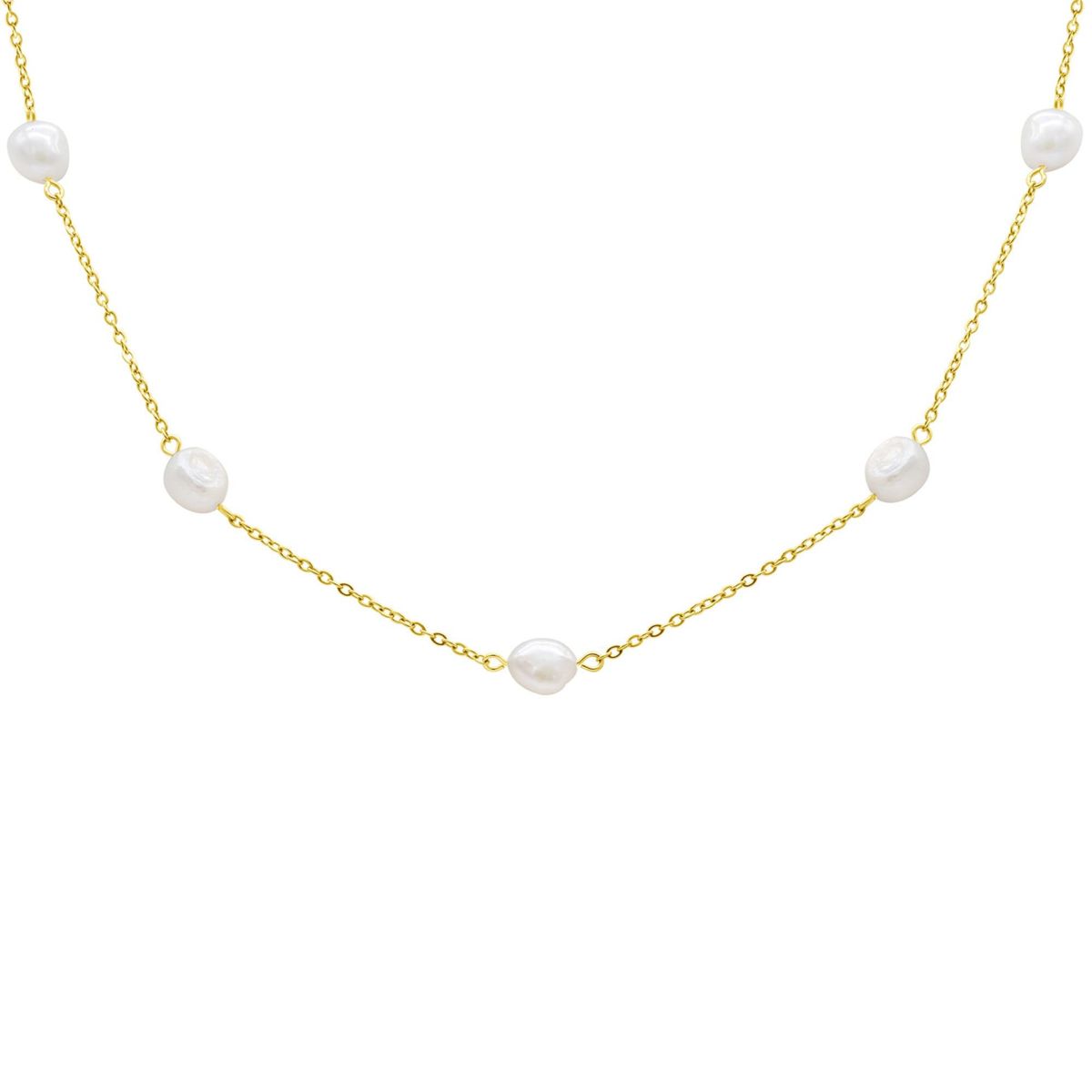 Adornia Tarnish Resistant 14k Gold Plated Adjustable Station Freshwater ...