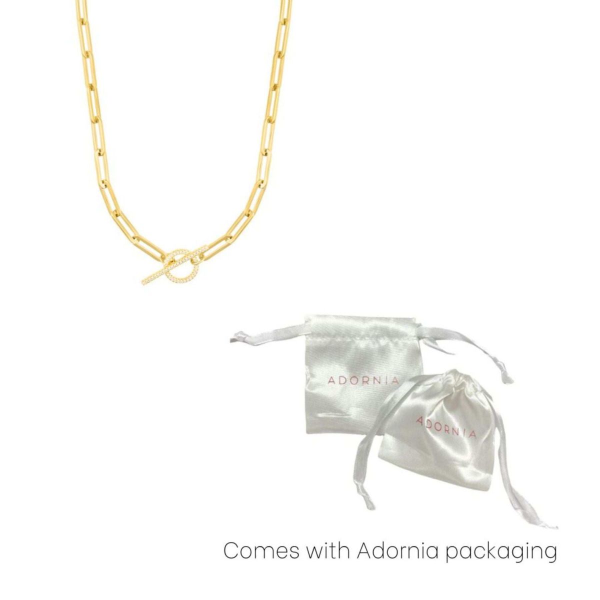 Adornia 14k Gold Plated Paperclip CZ Toggle Necklace | Belk