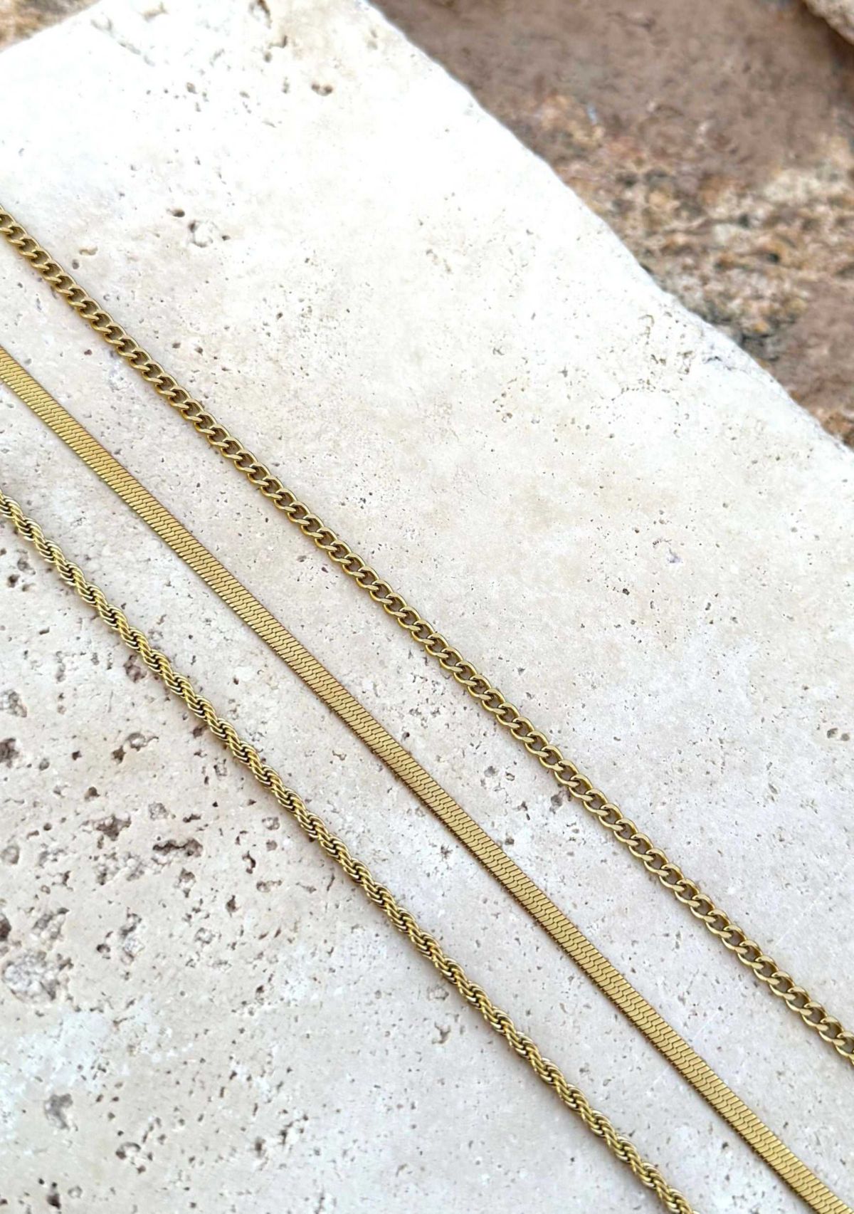 Adornia Tarnish Resistant 18k Gold Plated Set of 3-Chain Necklaces | Belk