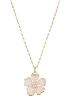 Adornia 14k Gold Plated Mother of Pearl Flower Necklace | Belk