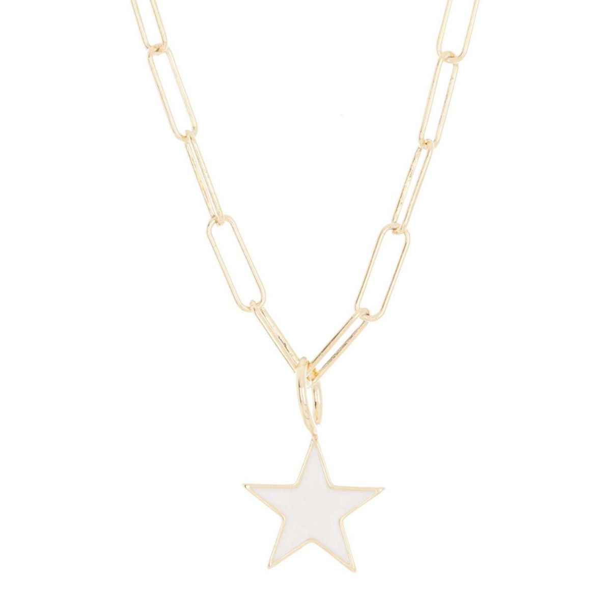 Adornia White Enamel Star Paper Clip Chain Necklace gold | Belk