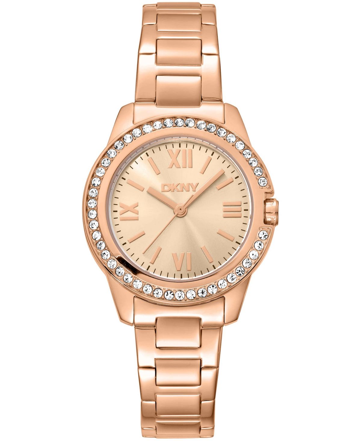 DKNY DKNY Women's Rose Gold Dial Crystal Bezel Red-Gold Tone Stainless ...