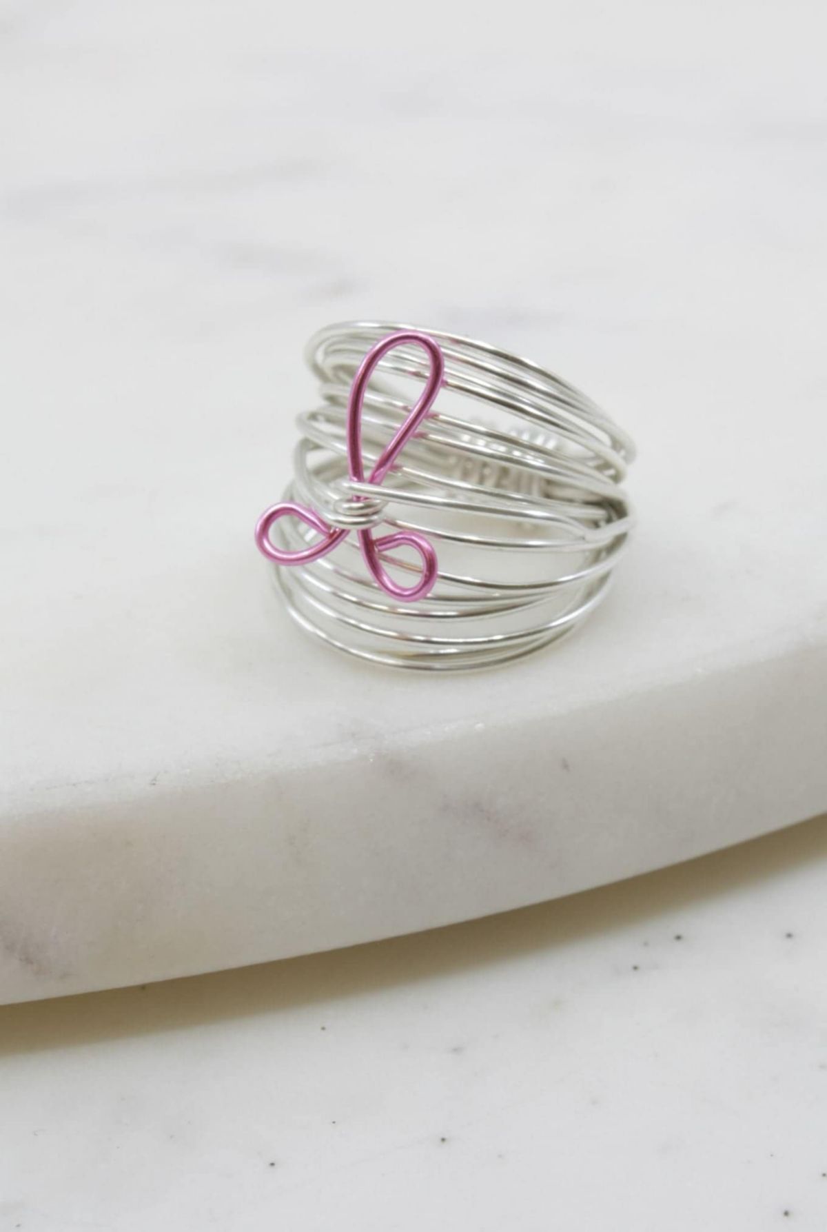 A Blonde and Her Bag Marcia Wire Wrap Ring In Silver With Breast Cancer ...