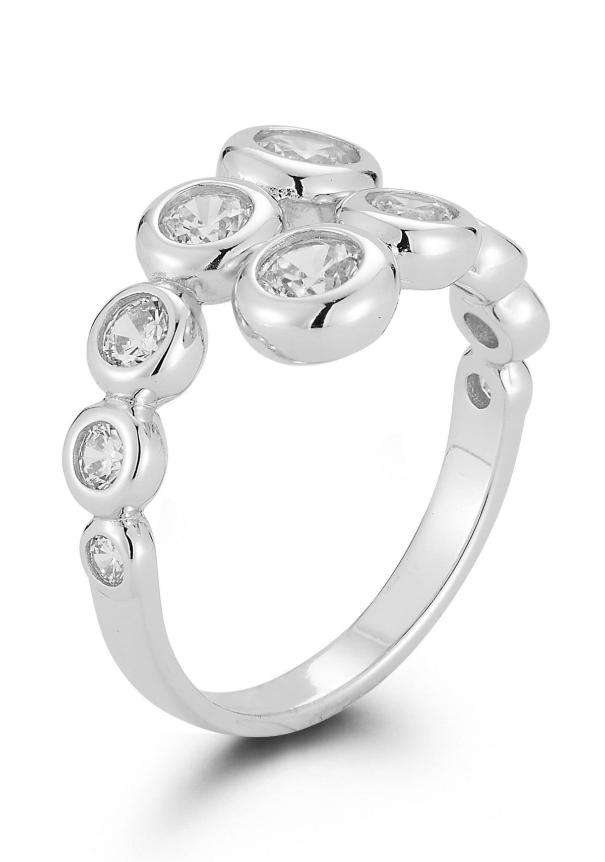 Rachel Zoe Sterling Silver Cubic Zirconia Bubble Bypass Ring | Belk