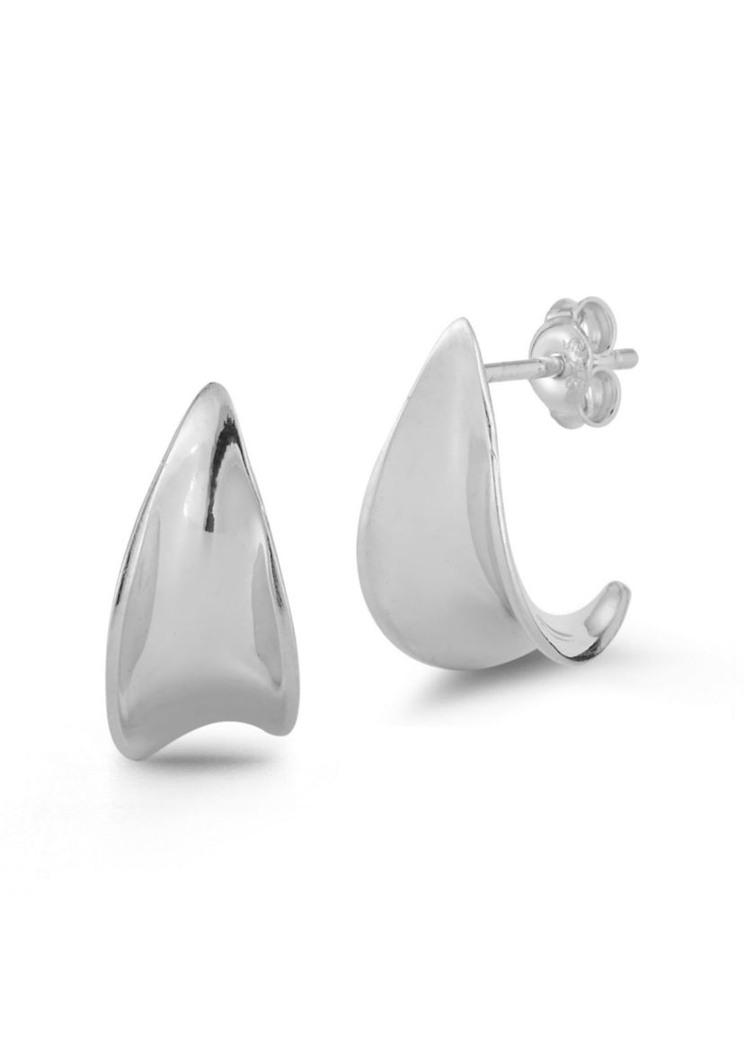 Sphera Milano Sterling Silver Concave J-Hoop Earrings | Belk