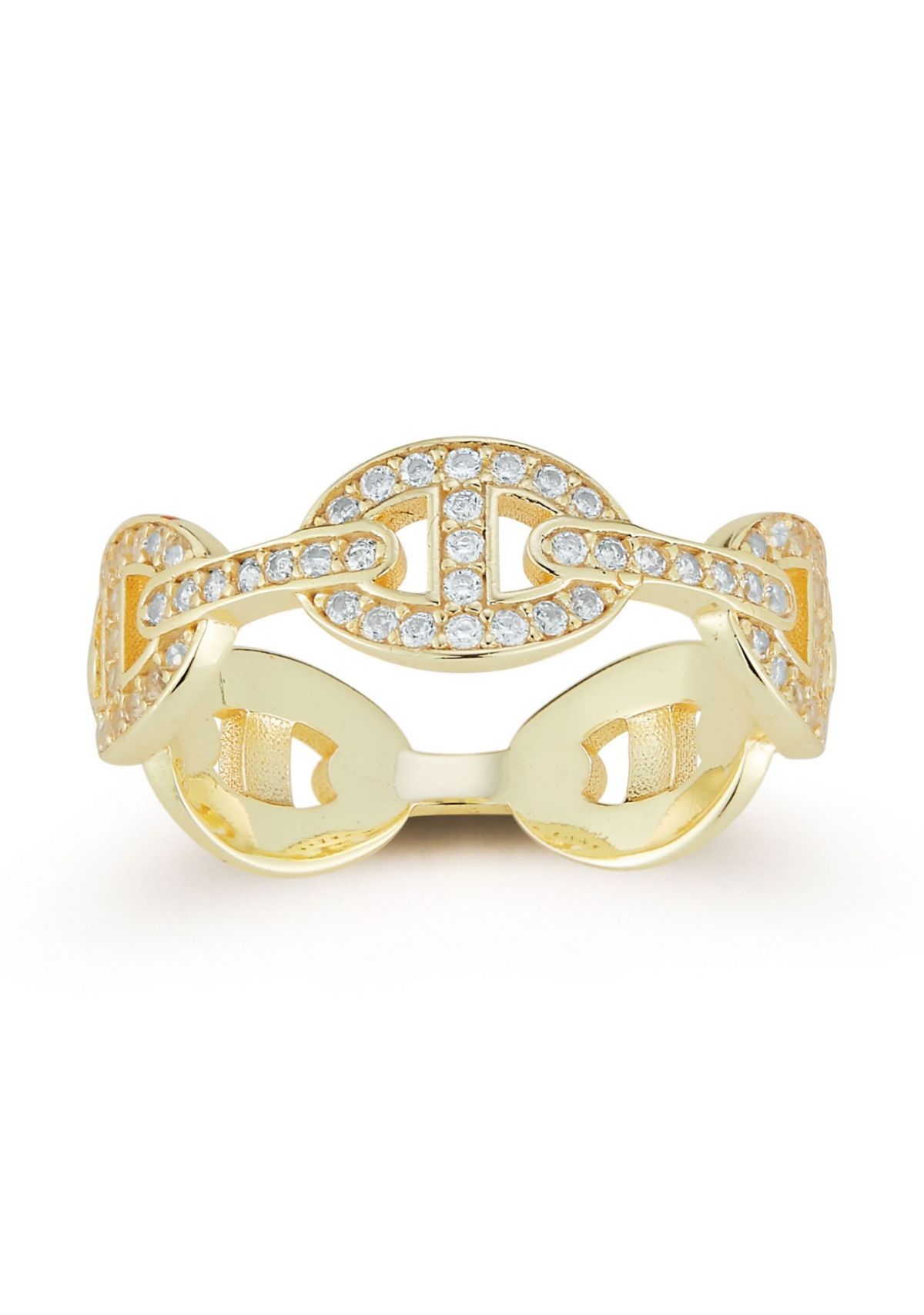 Sphera Milano Sterling Silver Pave Mariner Link Band Ring | Belk