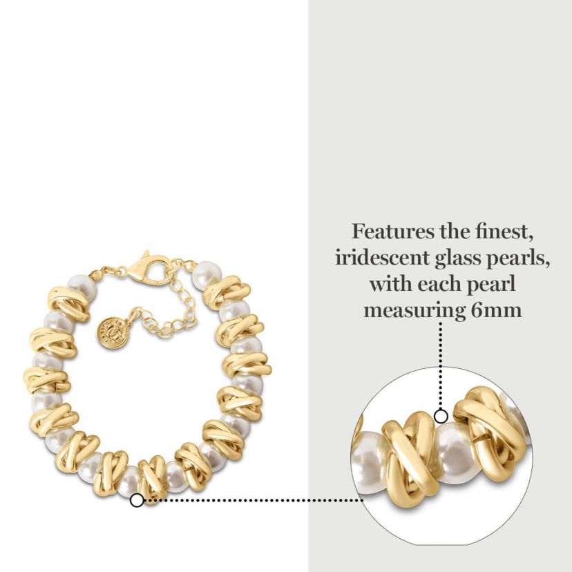 Martha Stewart Elegant Gold and Pearl Bracelet, 7 Inches For Women | Belk