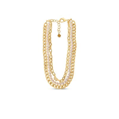 Martha Stewart Three Strand Pearl and Chain Necklace In Gold | Belk