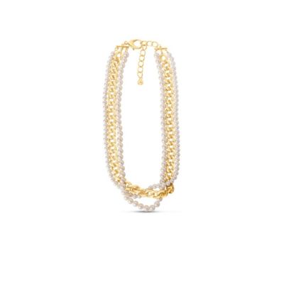 Martha Stewart Four Twisted Strand Pearl and Chain Necklace In Gold ...
