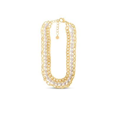 Martha Stewart Three Strand Pearl and Chain Necklace In Gold | Belk
