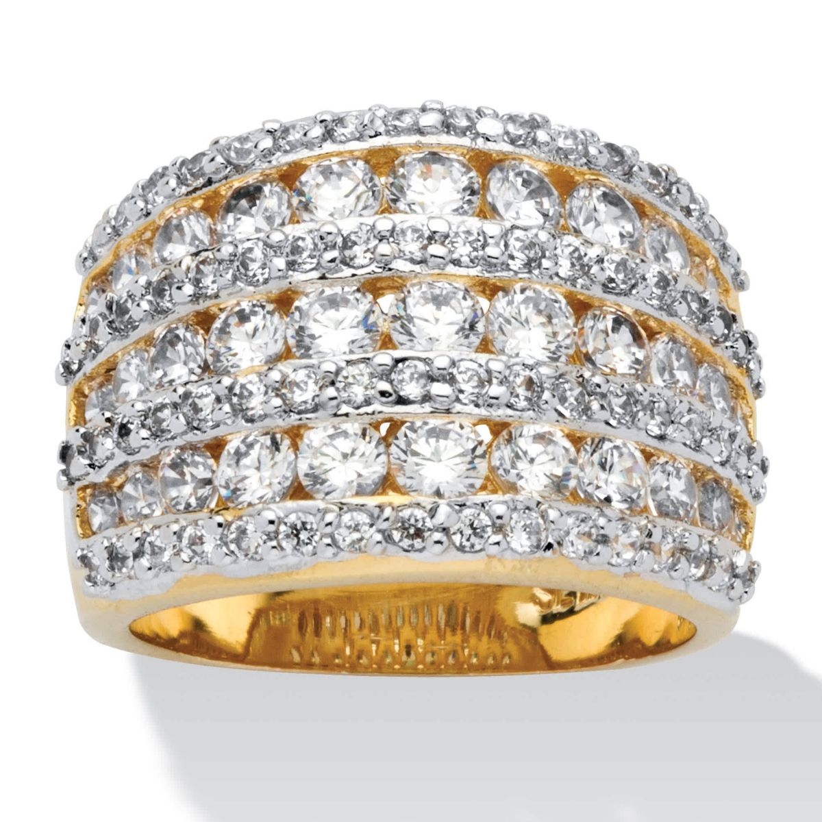 Seta Jewelry 2.86 TCW Round Cubic Zirconia Multi-Row Dome Ring Gold ...