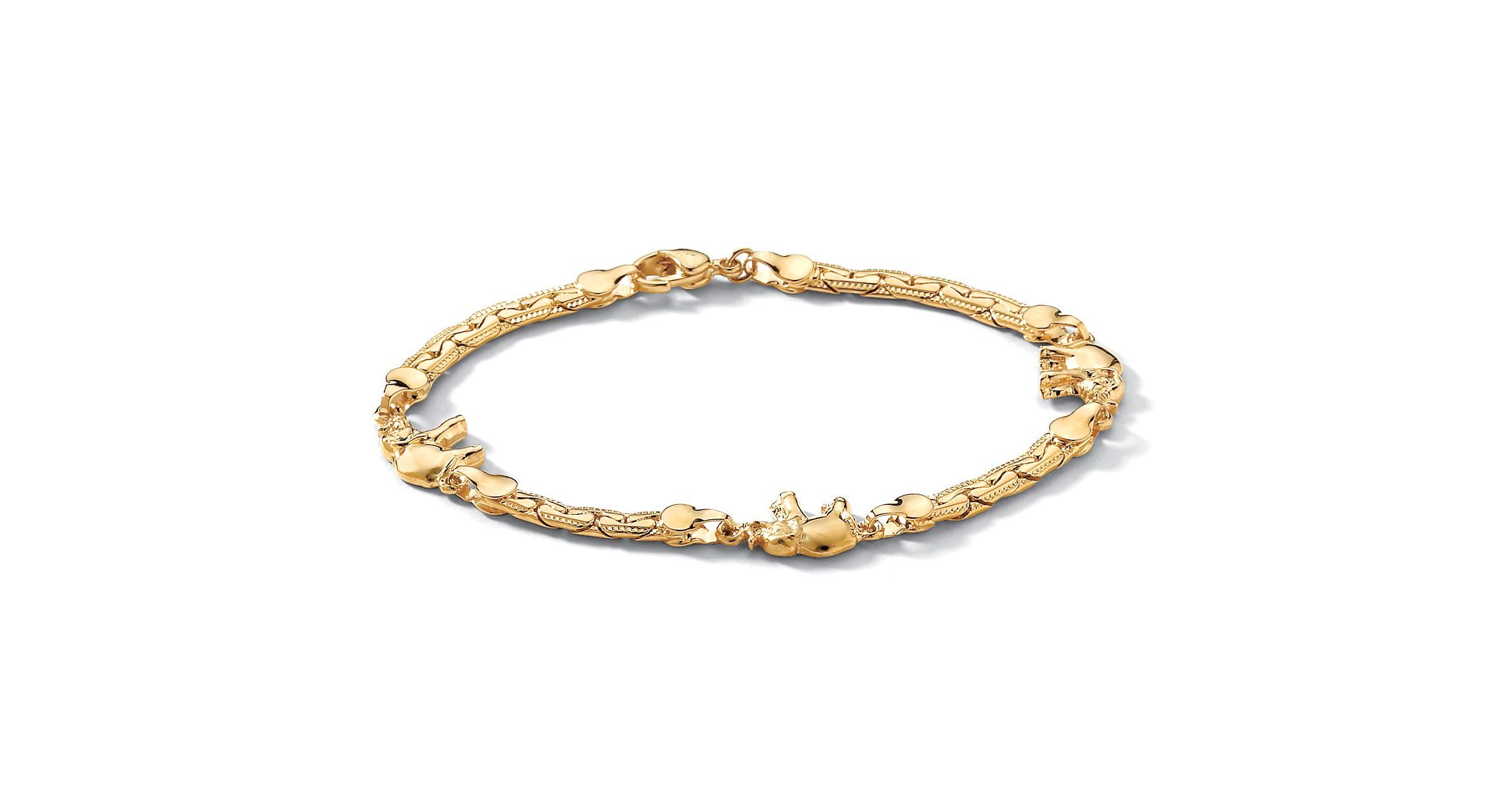 Seta Jewelry Elephant Ankle Bracelet in Yellow Goldtone 10" | Belk