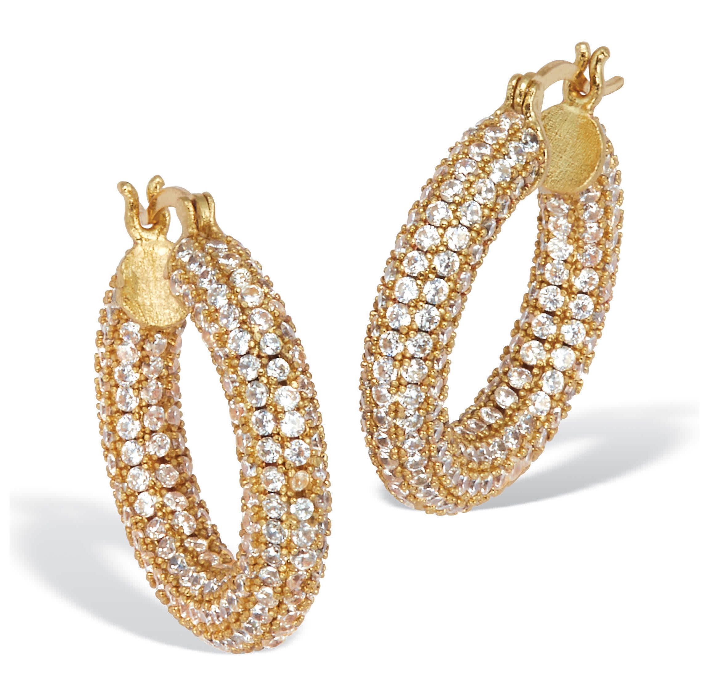 Seta Jewelry Round Crystal Goldtone Hoop Earrings | Belk