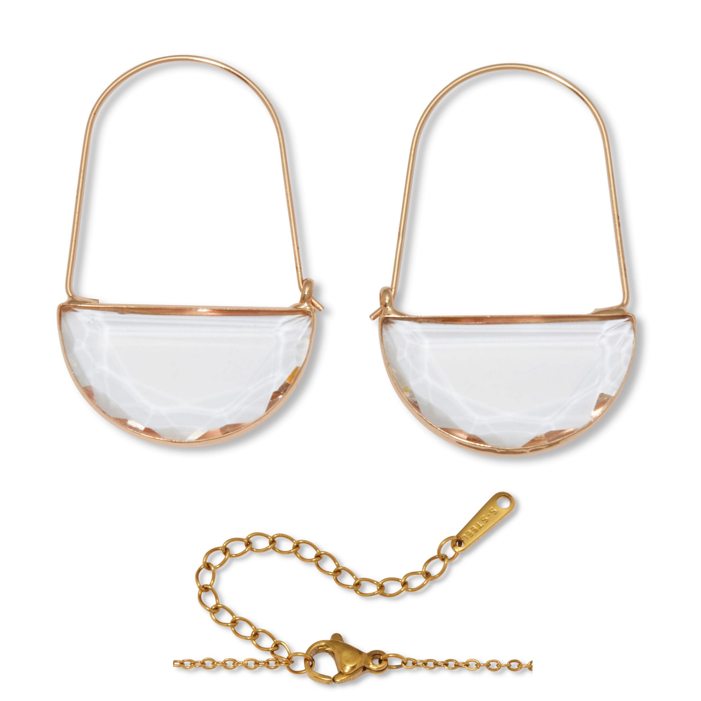 Seta Jewelry Crystal Half Moon Goldtone Necklace and Earring Set | Belk