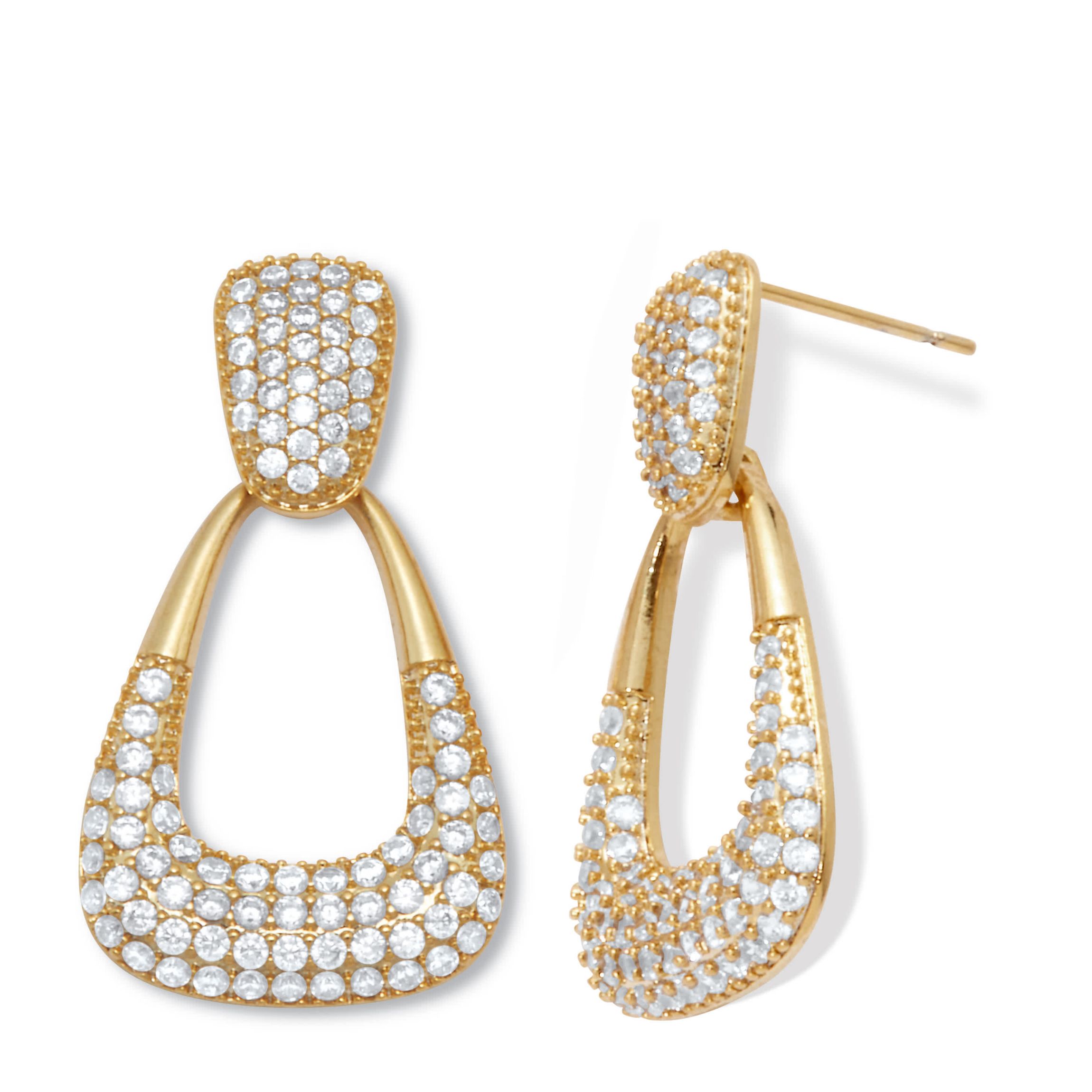 Seta Jewelry Round Pave-Style Crystal Goldtone Chic Drop Earrings | Belk