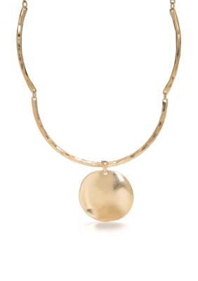 Belk Gold-Tone Round Disc Drop Collar Necklace | belk