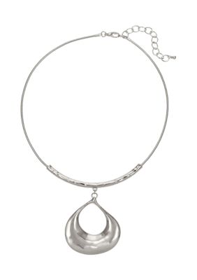 Belk Gold Tone 14 Inch Neck Wire Necklace with Open Rounded Teardrop ...
