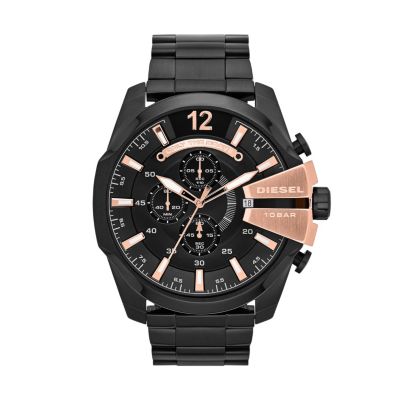 Fossil® Diesel Men's Mega Chief Chronograph Black Stainless Steel Watch ...