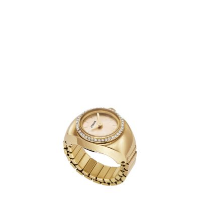 Fossil® Fossil Women's Watch Ring Two-Hand, Gold-Tone Stainless Steel ...