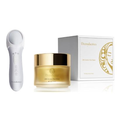 Dermalactives Microcurrent Facial Toning Device + 24K Gold Peel Mask 2 ...