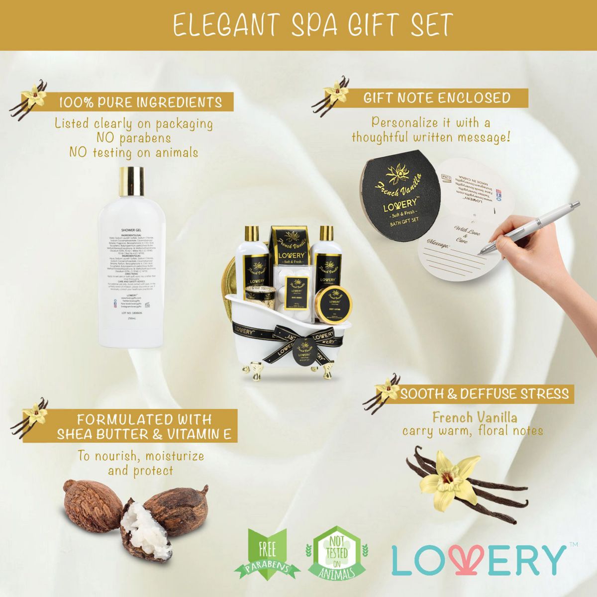Lovery Lovery Gift Basket Set - Relaxing Home Spa Kit - Scented Spa ...