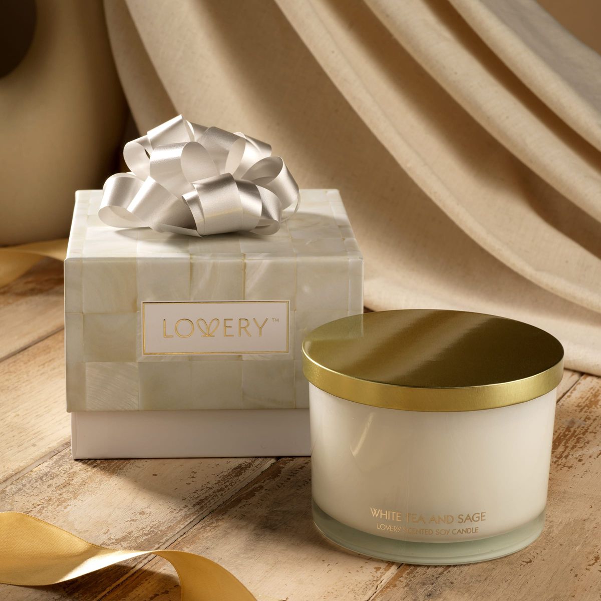 Lovery Deluxe White Tea & Sage Candle Gift Set, 3 Wick Aromatherapy ...