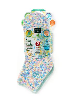 EARTH THERAPEUTICS Double Pack Aloe Socks Impression Multi/Green | Belk