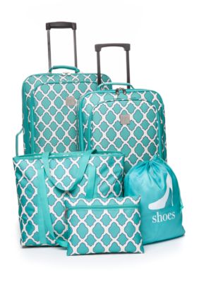 New Directions® 5-Piece Aqua Trellis Luggage Set | belk