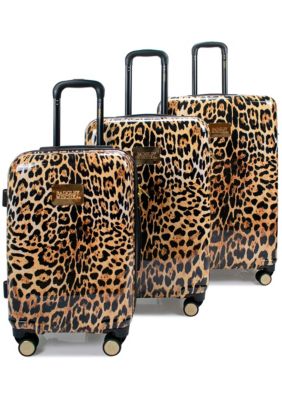 Badgley Mischka Leopard 3 Piece Expandable Luggage Set | belk
