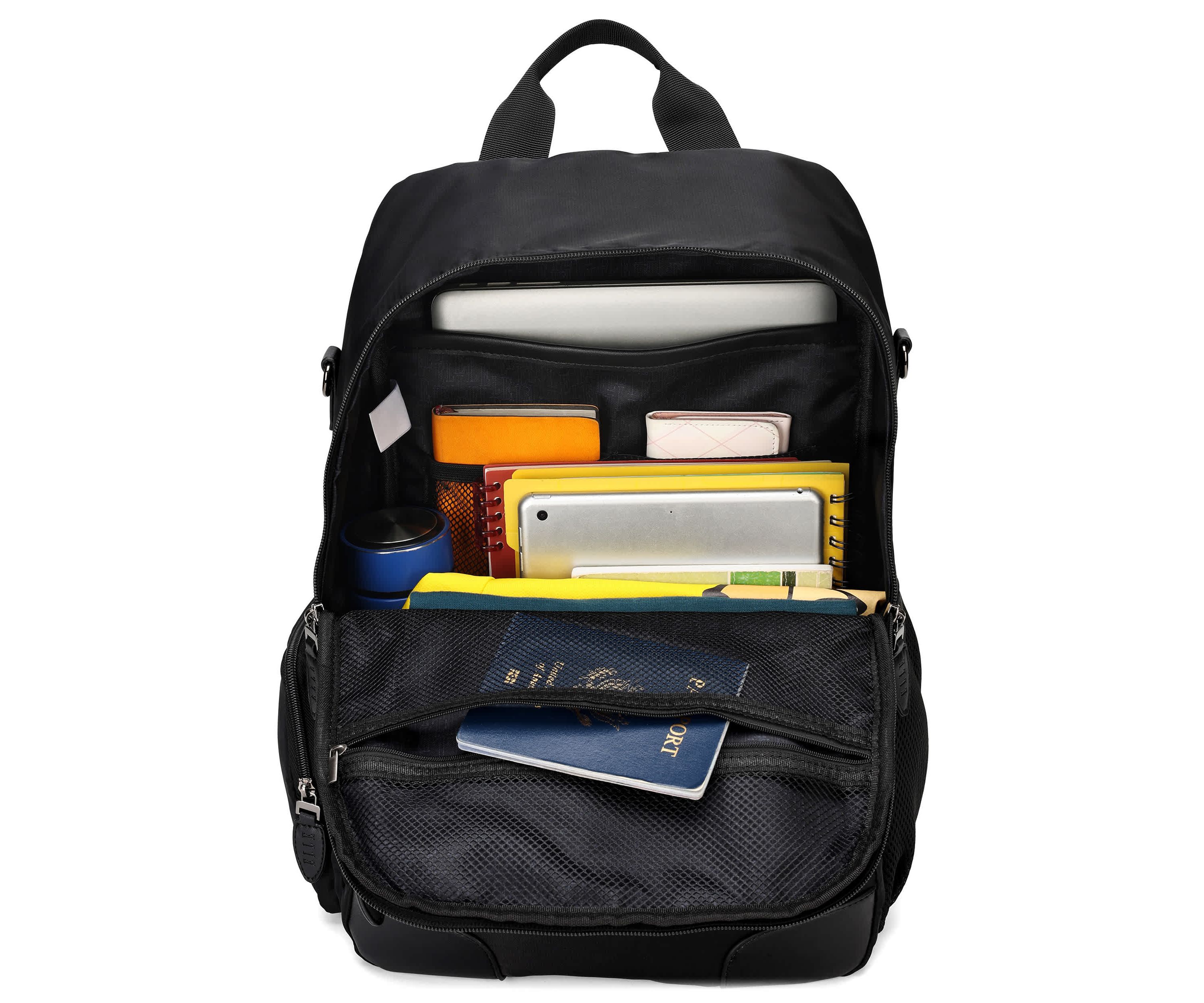 ELLE Voyage 20L Twill and Vegan Leather Backpack | Belk