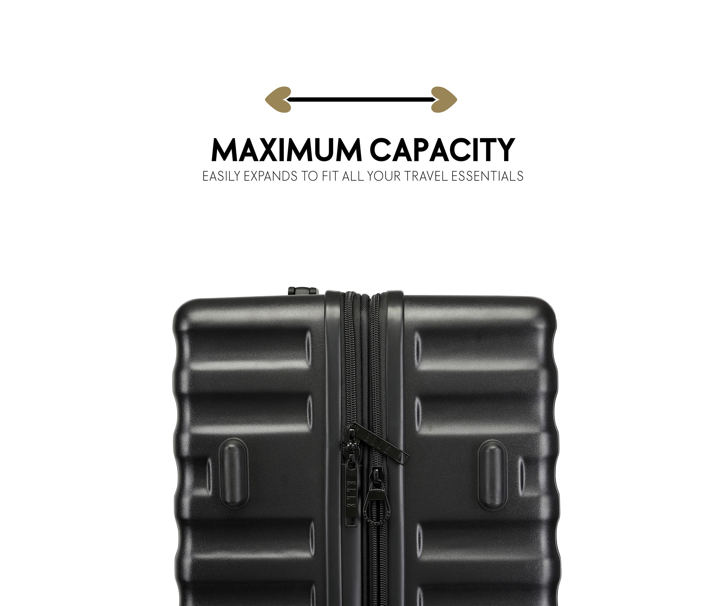 ELLE ELLE Excursion 3 Piece Expandable Chic Spinner Luggage Set | Black ...