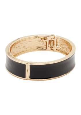 Crown & Ivy™ Gold Tone 15 Millimeter Black Enamel Bangle Bracelet | belk