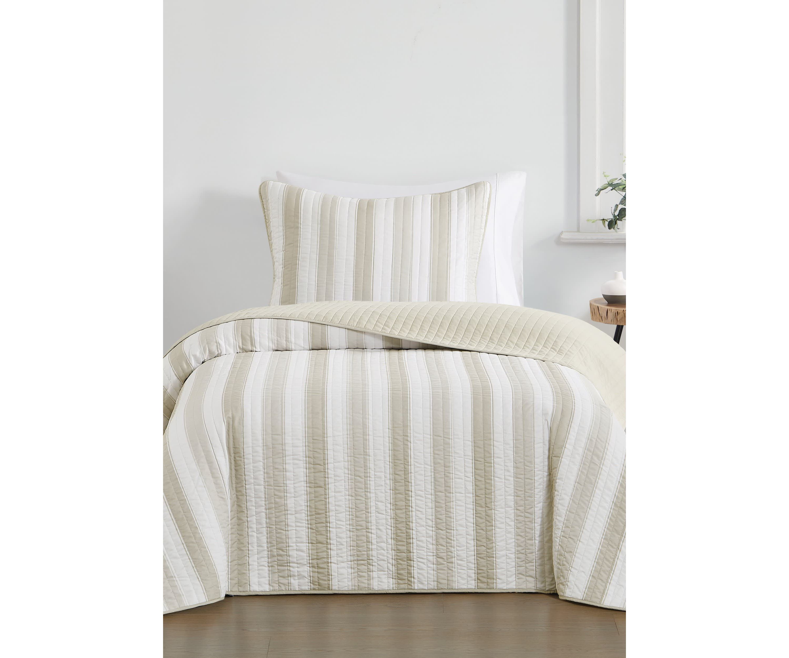 Truly Soft Truly Soft Aiden Stripe Beige King 3 Piece Quilt Set | Belk