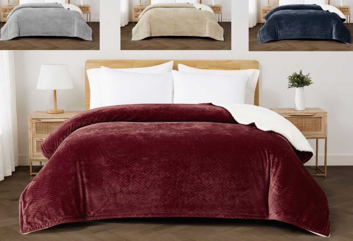 Cannon Cannon Carved Faux Fur Blue Full/Queen Blanket | Belk