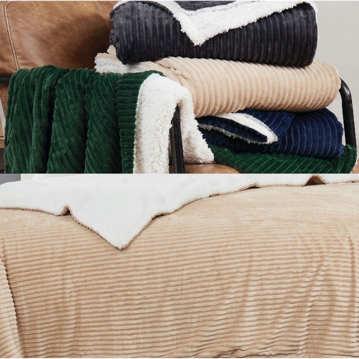 Brooklyn Loom Brooklyn Loom Corduroy Tan Full/Queen Blanket | Belk