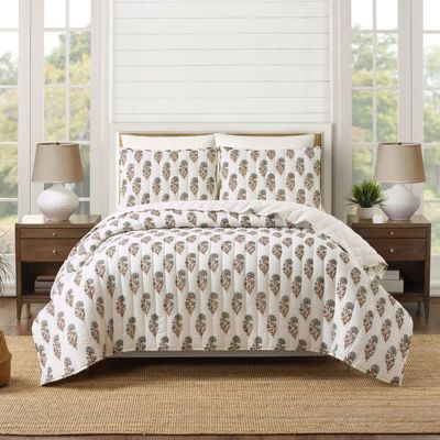 Jessica Simpson Mughal Flower Block Print 3-Piece Quilt Set | Belk