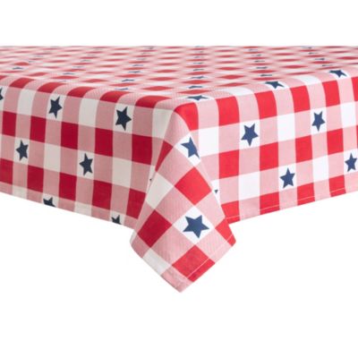 Martha Stewart Americana Star Gingham Plaid Red/White/Blue Tablecloth ...