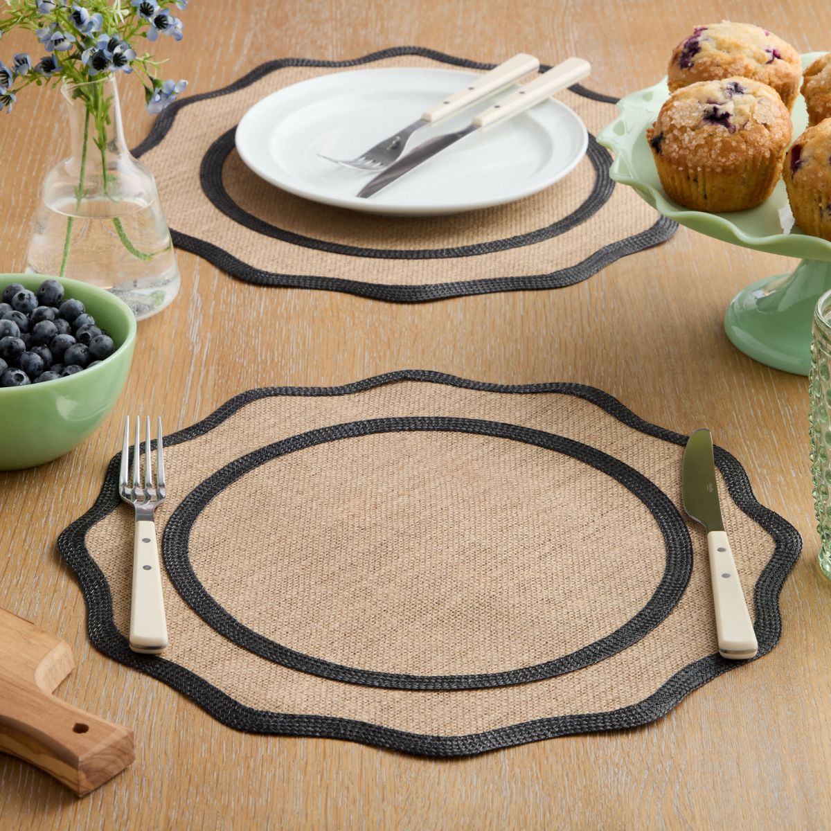 Martha Stewart Hessian Textured Wedge Border 6-Pack Placemat Set | Belk