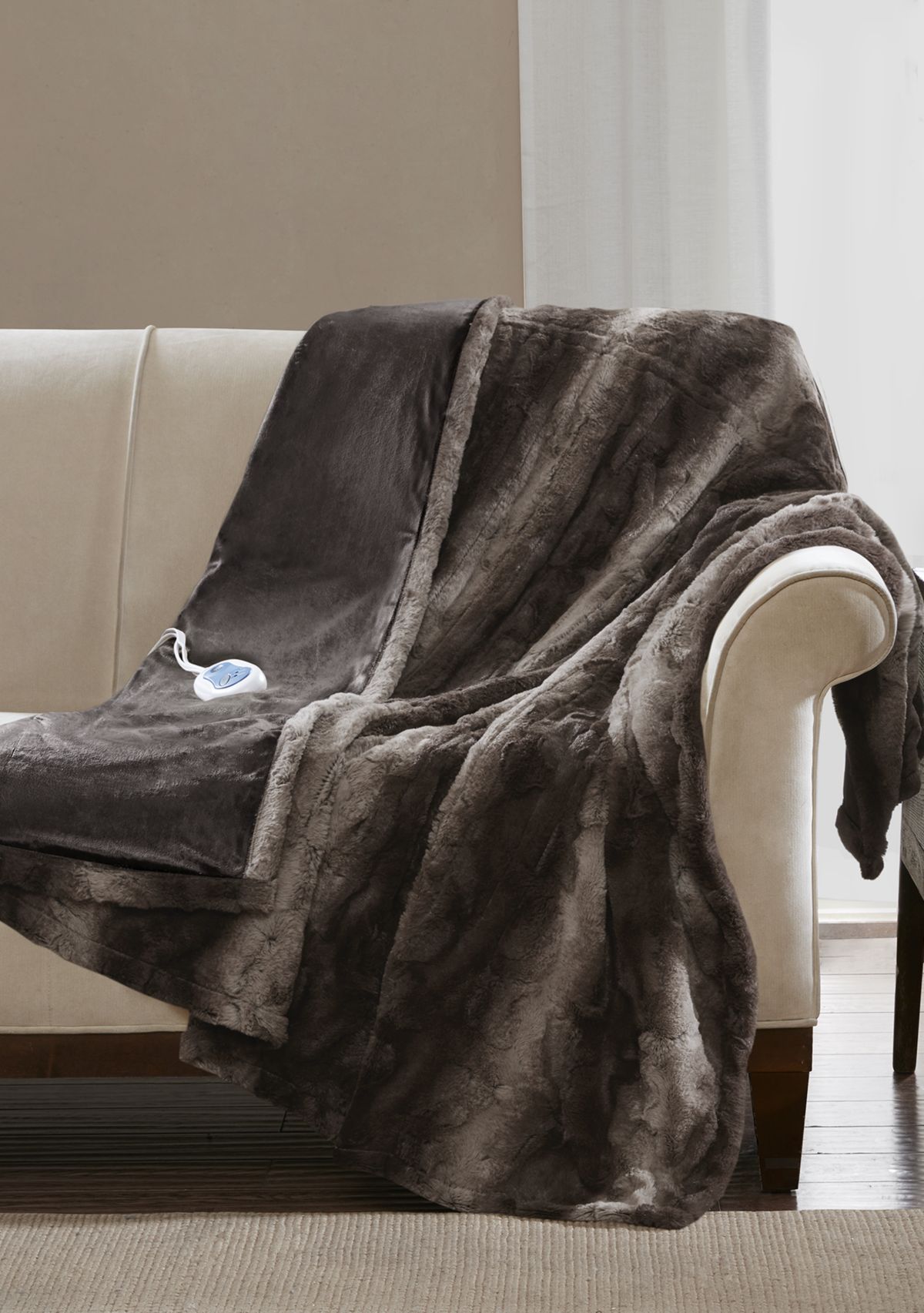 Beautyrest Zuri Oversized Faux Fur Heated Throw | Belk