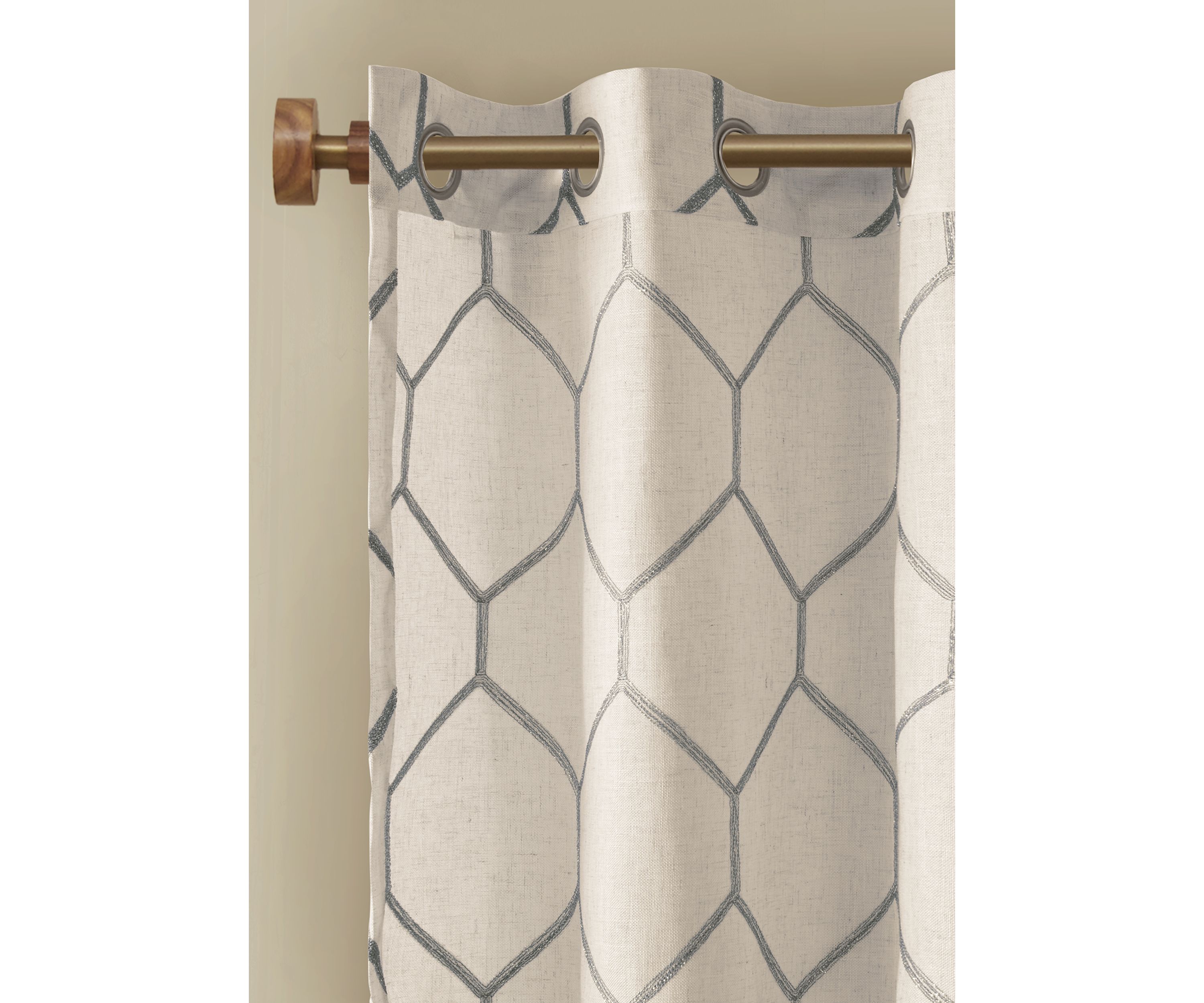 Madison Park Brooklyn Metallic Geo Embroidered Window Panel | Belk