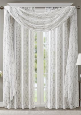 Madison Park Irina Diamond Sheer Embroidered Window Scarf | belk