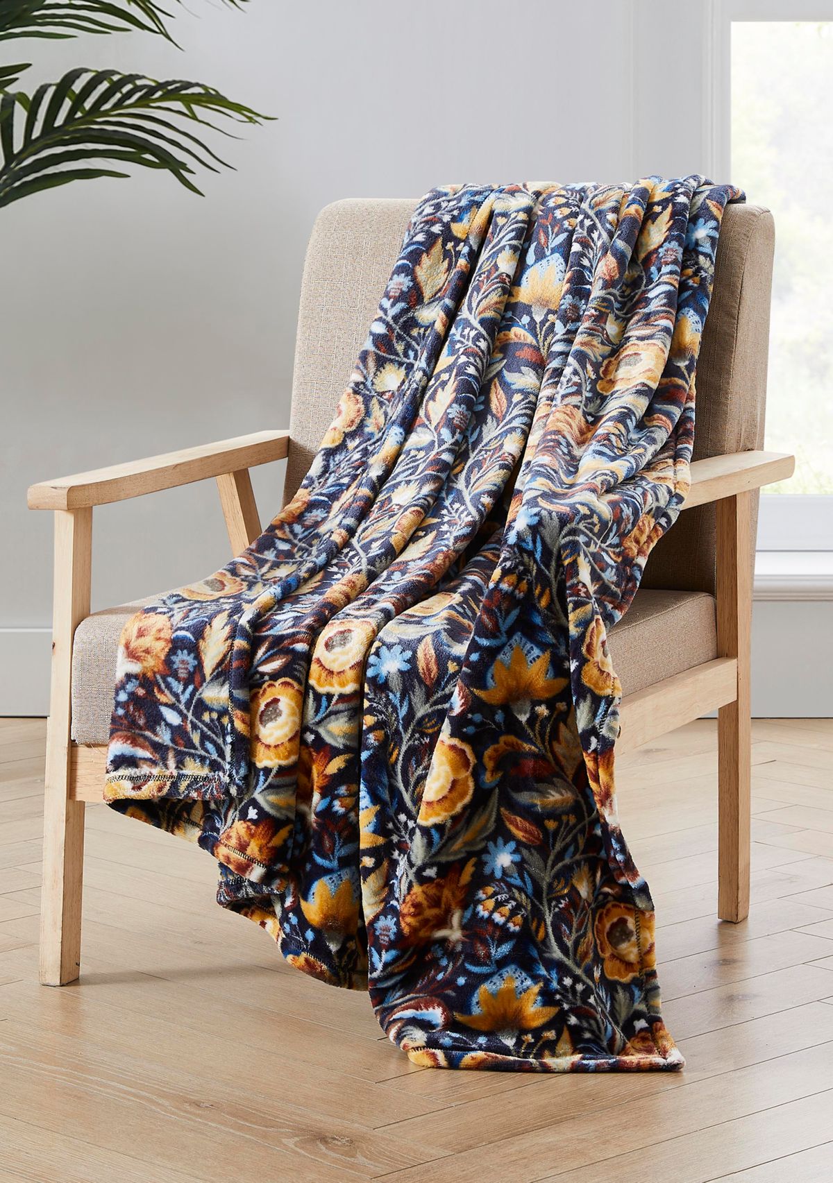 Modern. Southern. Home.™ Blue Floral Printed Plush Throw Blanket | Belk