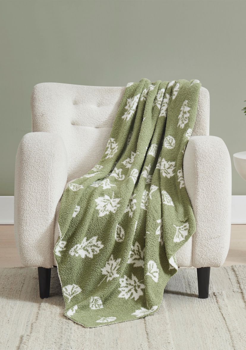 Modern. Southern. Home.™ Green Leaf Print Cozy Knit Throw | Belk