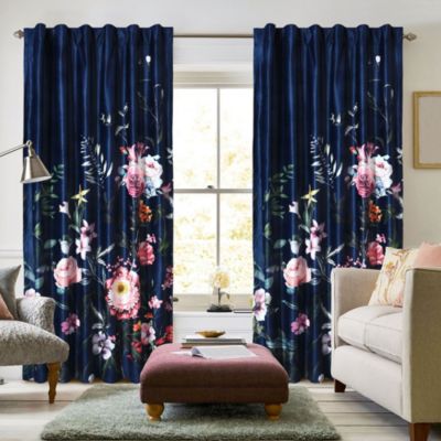 Tribeca Living Zara Floral Printed Velvet Room Darkening Window ...