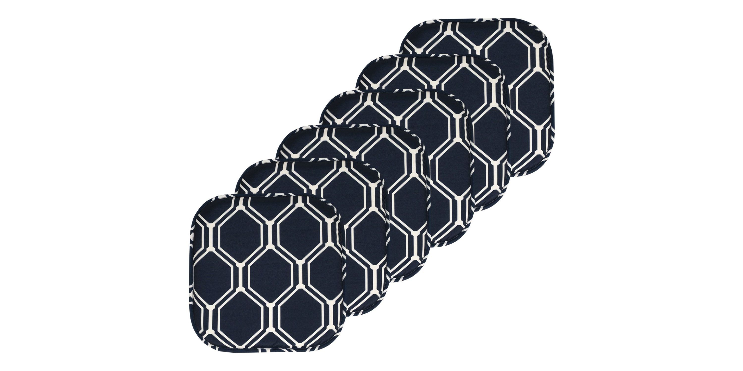 Sweet Home Collection Mirage Hexagonal Print Memory Foam Chair Pads 6 ...