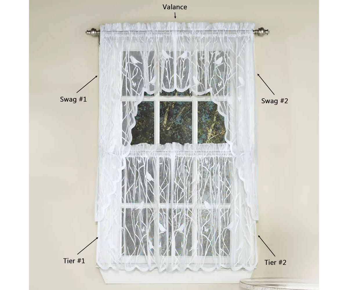 Sweet Home Collection Songbird Motif Knit Lace Window Single Panel ...