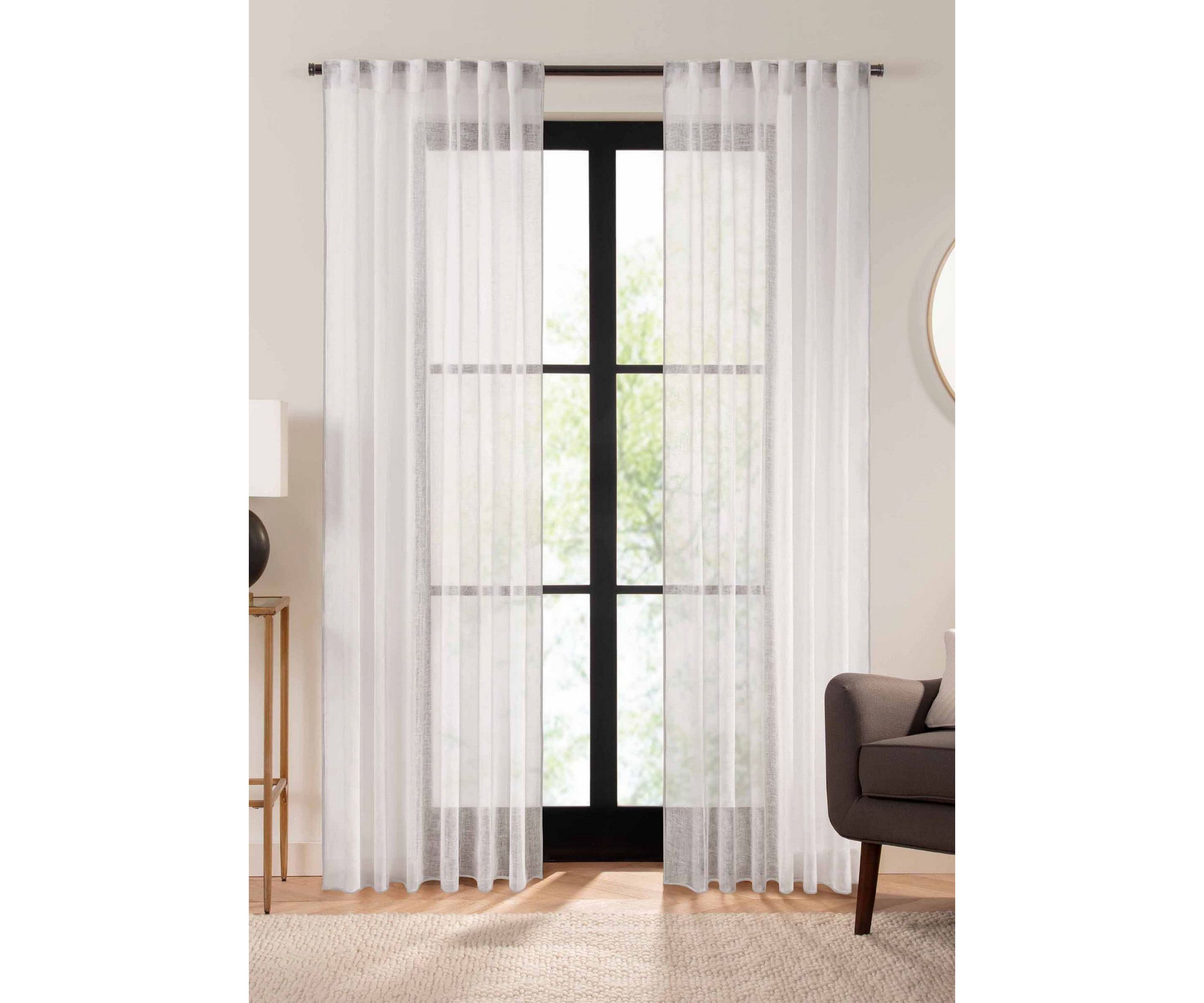 Eclipse™ Fieldcrest Luxury Linen Border Stripe Sheer Rod Pocket Back ...
