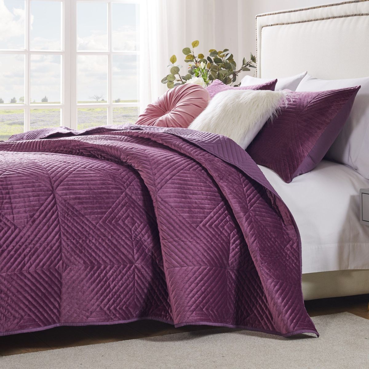 Greenland Home Fashions Riviera Velvet Mauve Quilt Set | Belk