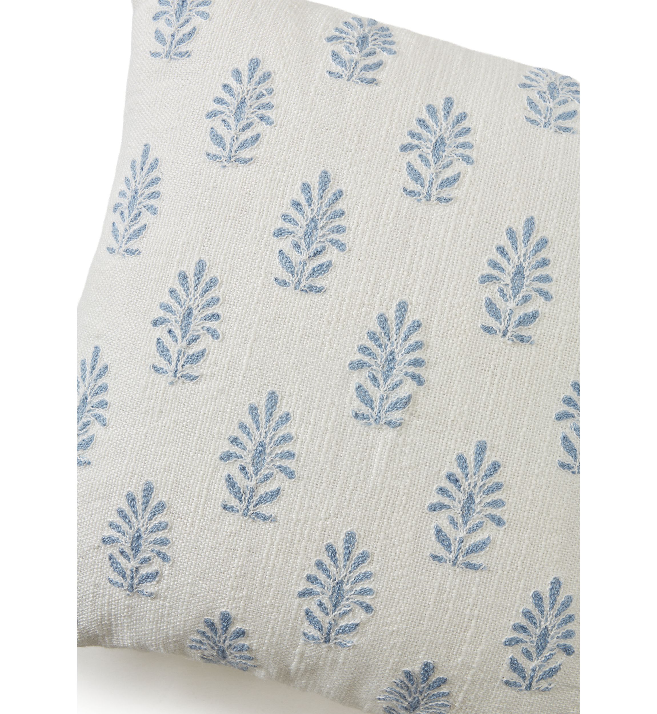 Crown & Ivy™ Embroidered White and Blue Pillow | Belk