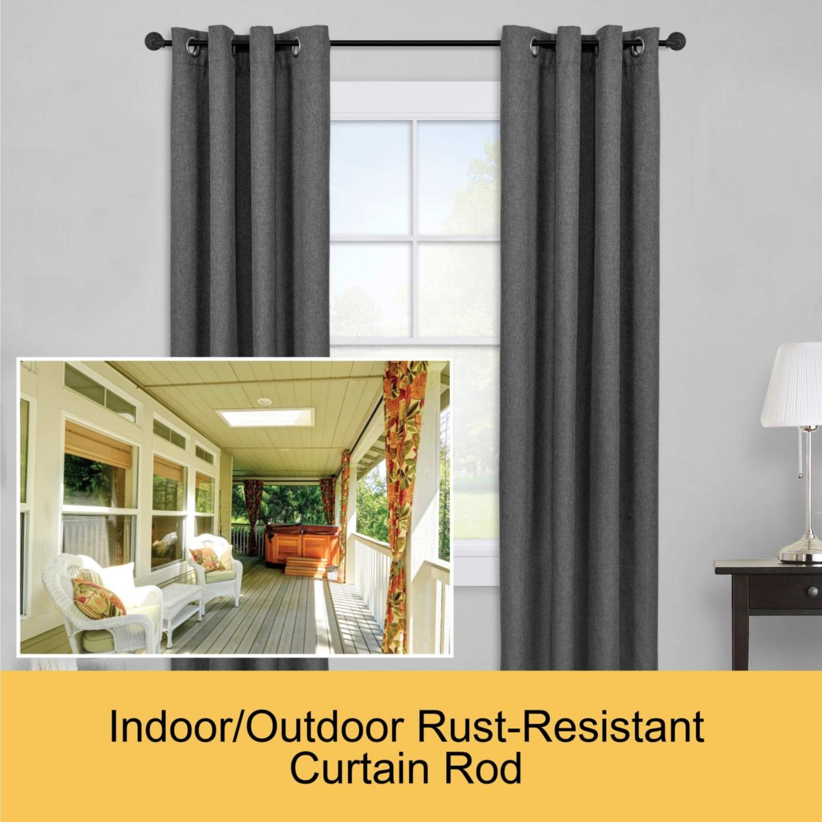 Kenney Adler 5/8" Indoor/Outdoor Rust-Resistant Wrap Around Curtain Rod ...